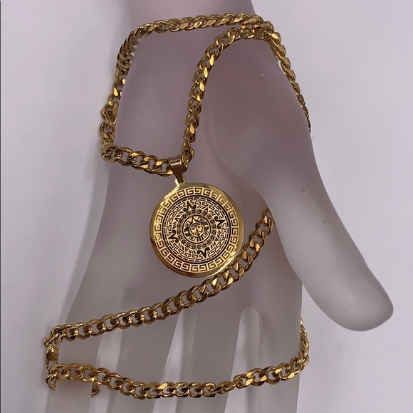 Accessories | Aztec Calendar Medal And Stainless Steel Chain | Poshmark